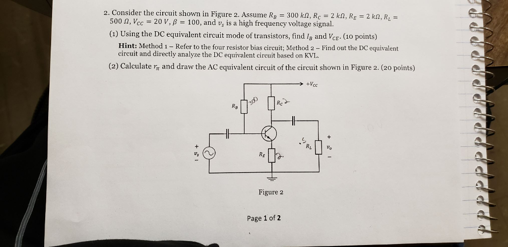 Solved 2. Consider the circuit shown in Figure 2, Assume RB | Chegg.com
