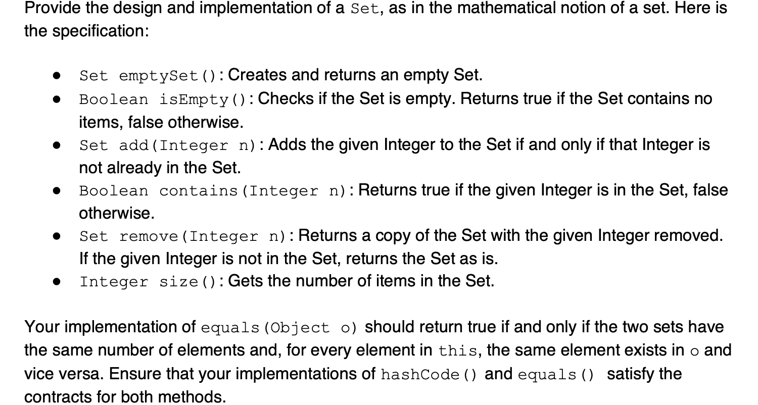Solved Set interface: public interface Set { Set | Chegg.com