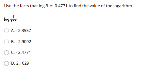 Solved Use the facts that log 3 = 0.4771 to find the value | Chegg.com