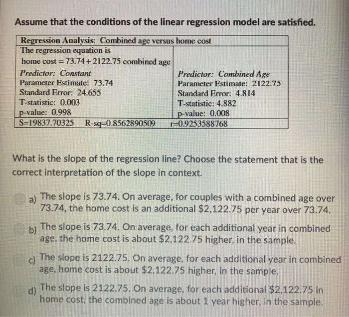 Solved Assume that the conditions of the linear regression | Chegg.com