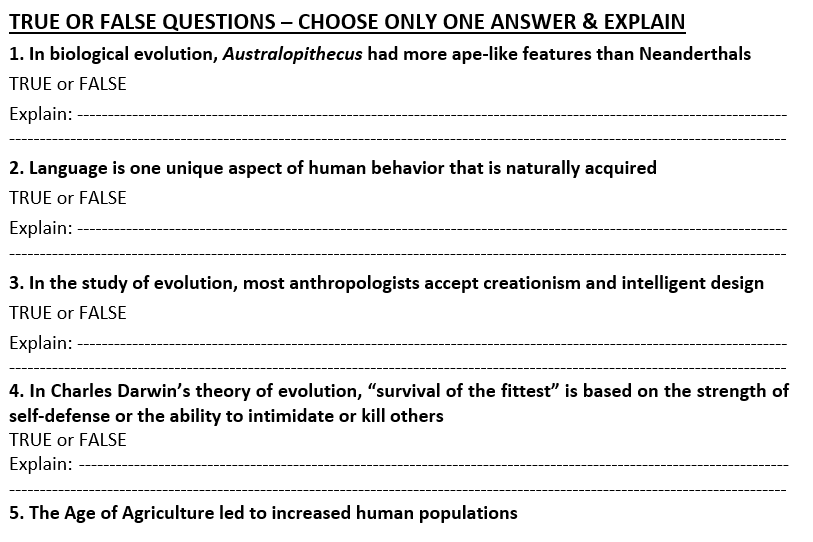 Solved TRUE OR FALSE QUESTIONS - CHOOSE ONLY ONE ANSWER & | Chegg.com
