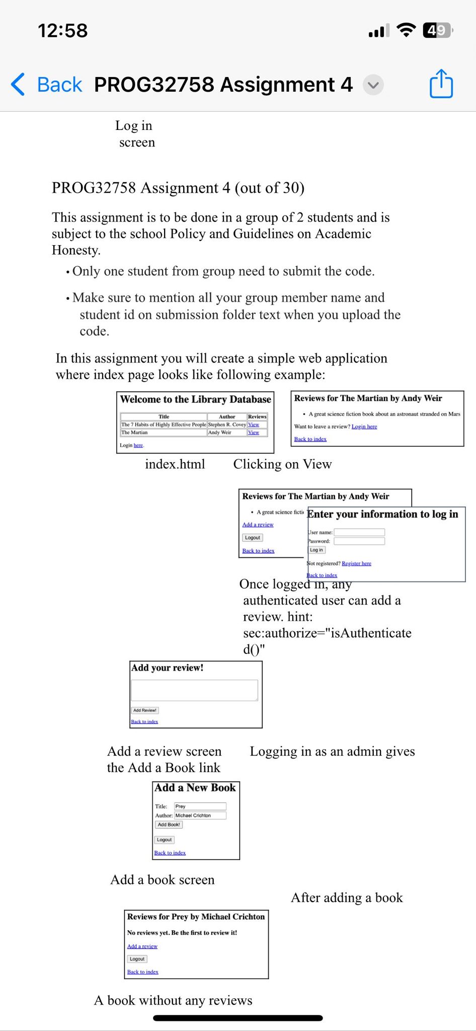 PROG32758 Assignment 4 (out of 30) This assignment is | Chegg.com