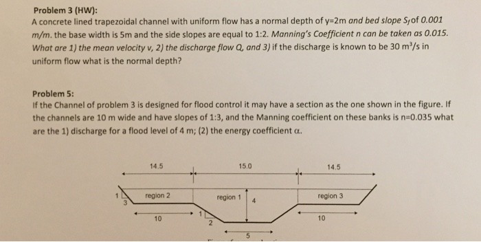 Solved Problem 3 (HW) A concrete lined trapezoidal channel | Chegg.com