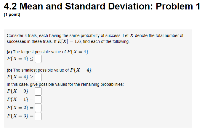 Solved 4.2 Mean and Standard Deviation: Problem 1 (1 point) | Chegg.com