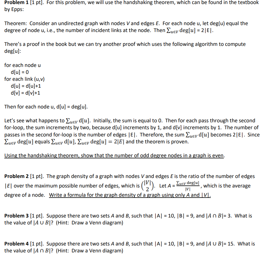 Solved by Epps: Theorem: Consider an undirected graph with | Chegg.com