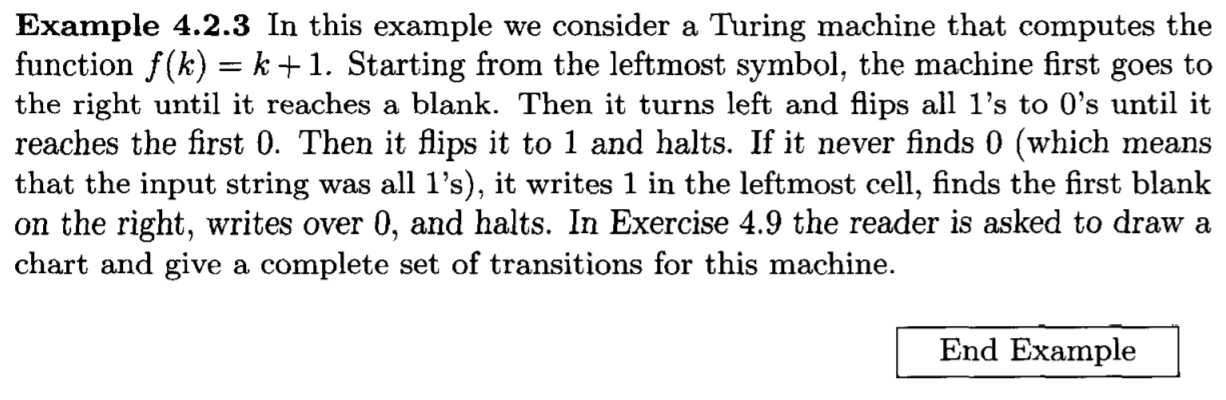 Exercise 4.9 Construct a Turing machine that computes | Chegg.com