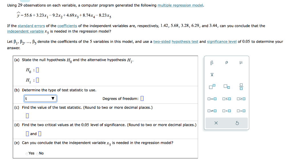 Solved y=55.6+3.23x1−9.2x2+4.69x3+8.74x4−8.23x5 If the | Chegg.com