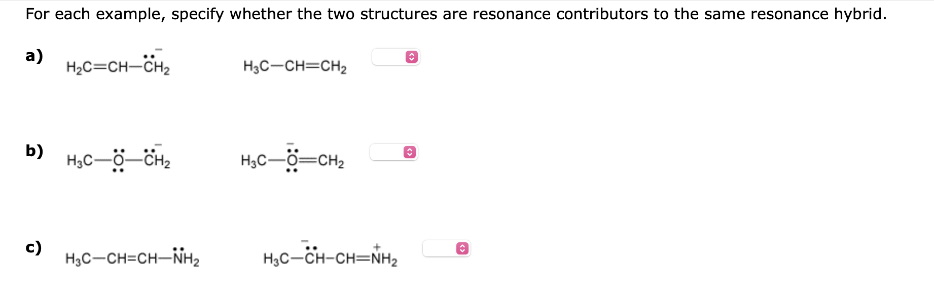 Solved For each example, specify whether the two structures | Chegg.com
