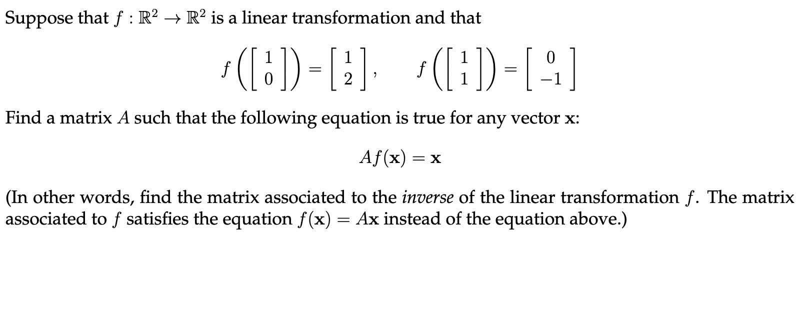 Solved Suppose that f :R2 + R2 is a linear transformation | Chegg.com
