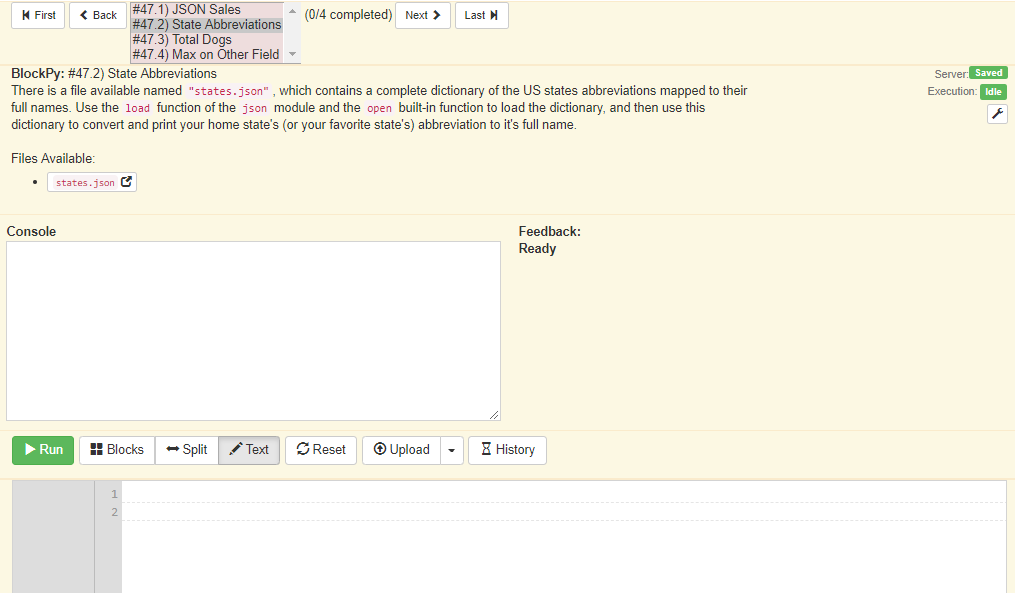 Solved Server. Saved BlockPy: #471) JSON Sales You have | Chegg.com