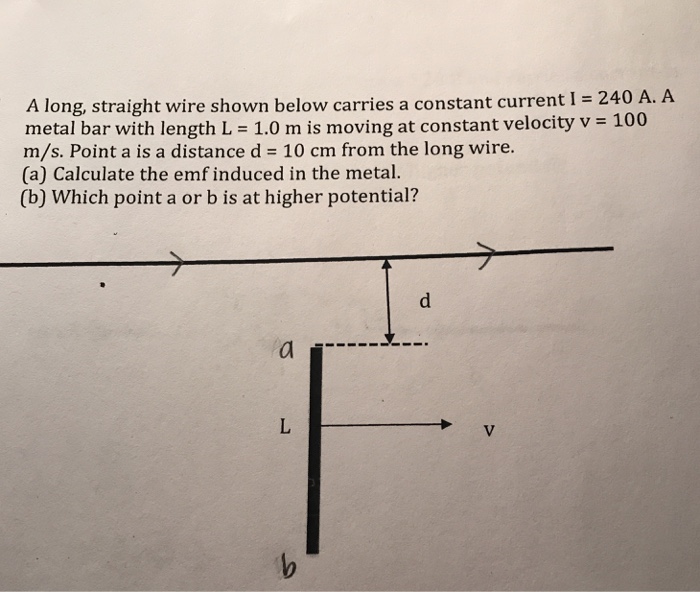 Solved A long, straight wire shown below carries a constant | Chegg.com