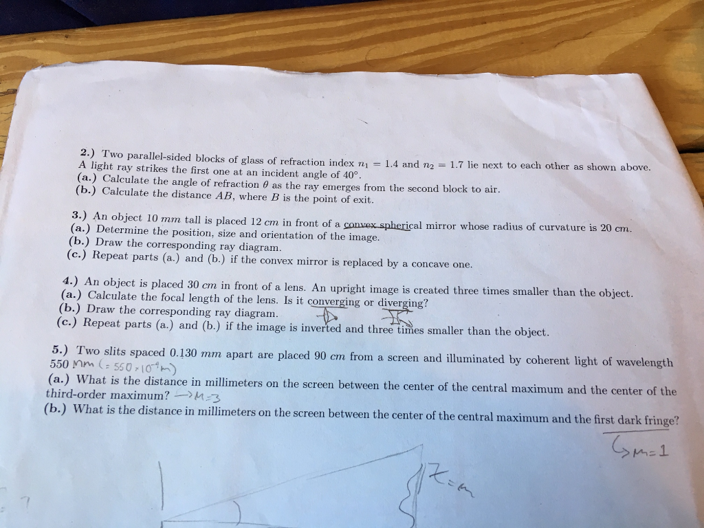 Solved 2. Two parallel sided blocks of glass of refraction | Chegg.com