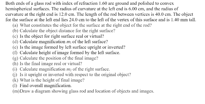 Solved Both ends of a glass rod with index of refraction | Chegg.com