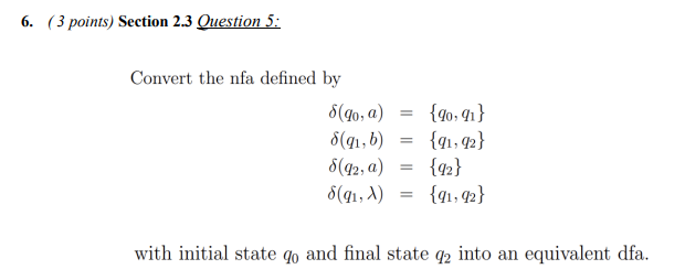 Solved Convert the nfa defined by | Chegg.com
