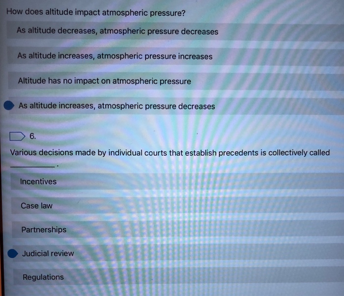Solved How does altitude impact atmospheric pressure? As | Chegg.com