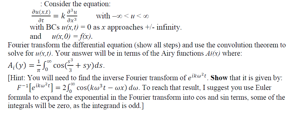 : Consider the equation: au(x,t) a3u k with-0 | Chegg.com