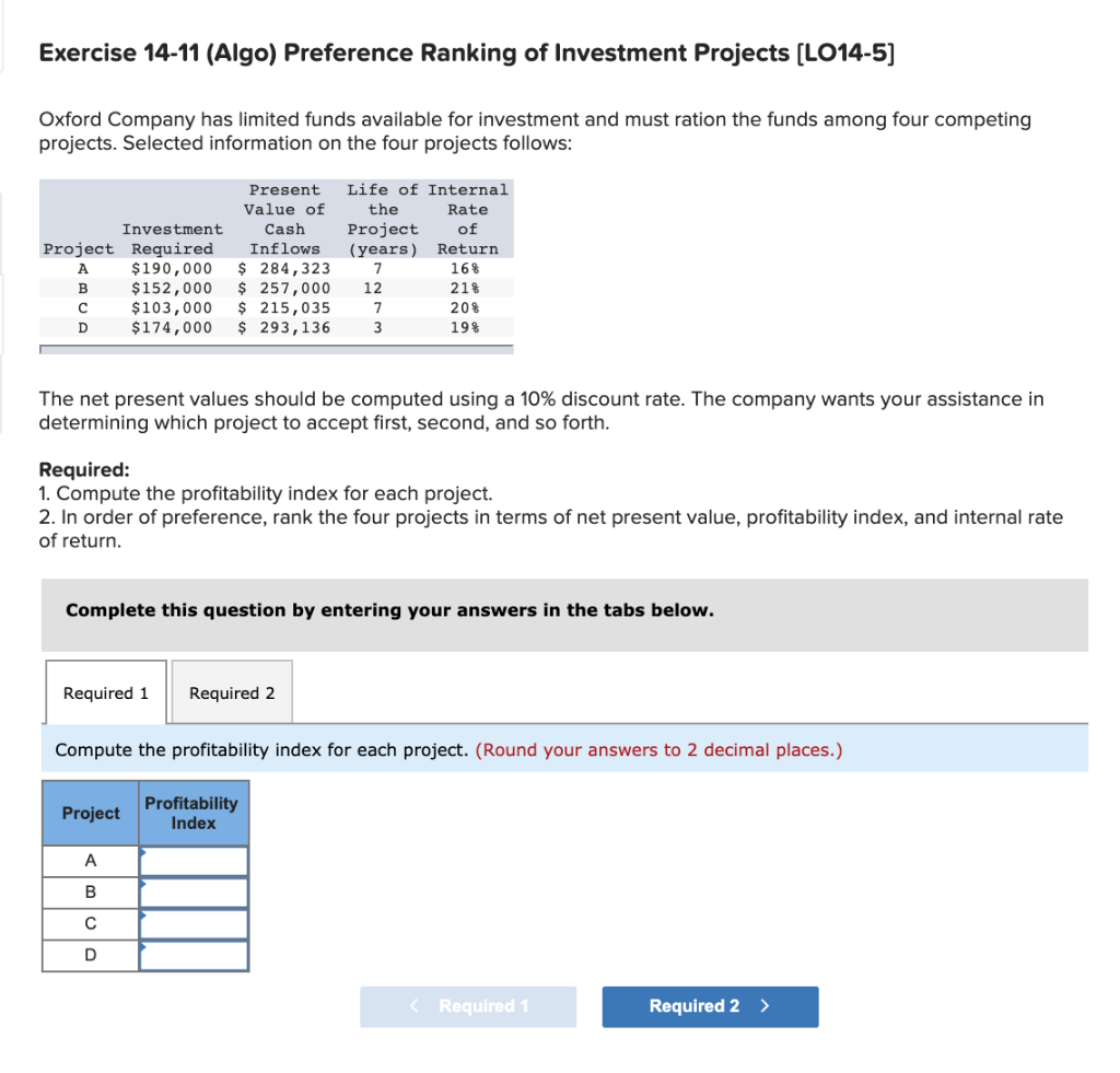Solved Exercise 14-11 (Algo) Preference Ranking of | Chegg.com