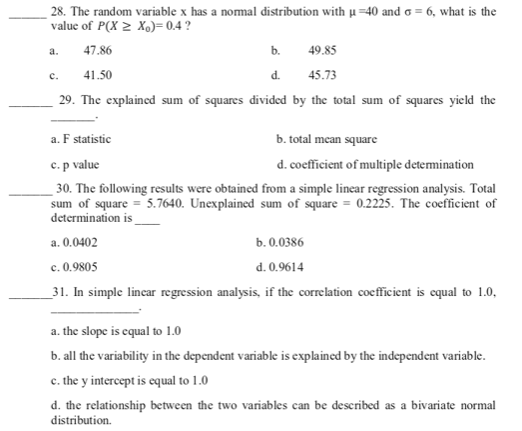 Solved 28. The random variable x has a normal distribution | Chegg.com