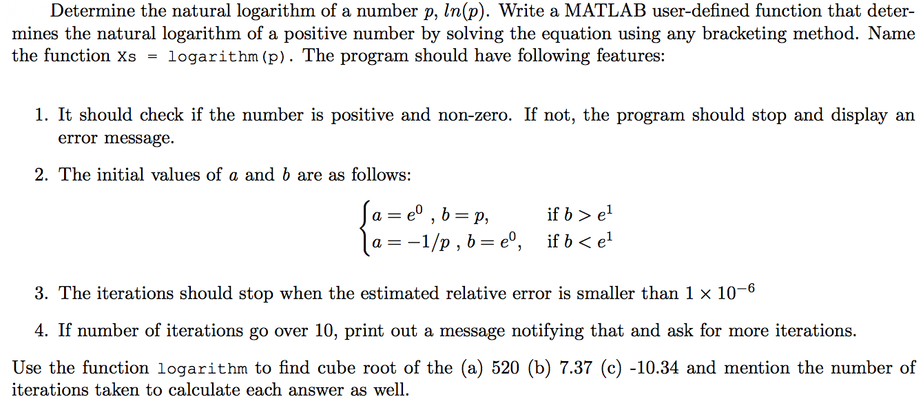 а Determine the natural logarithm of a number p, | Chegg.com