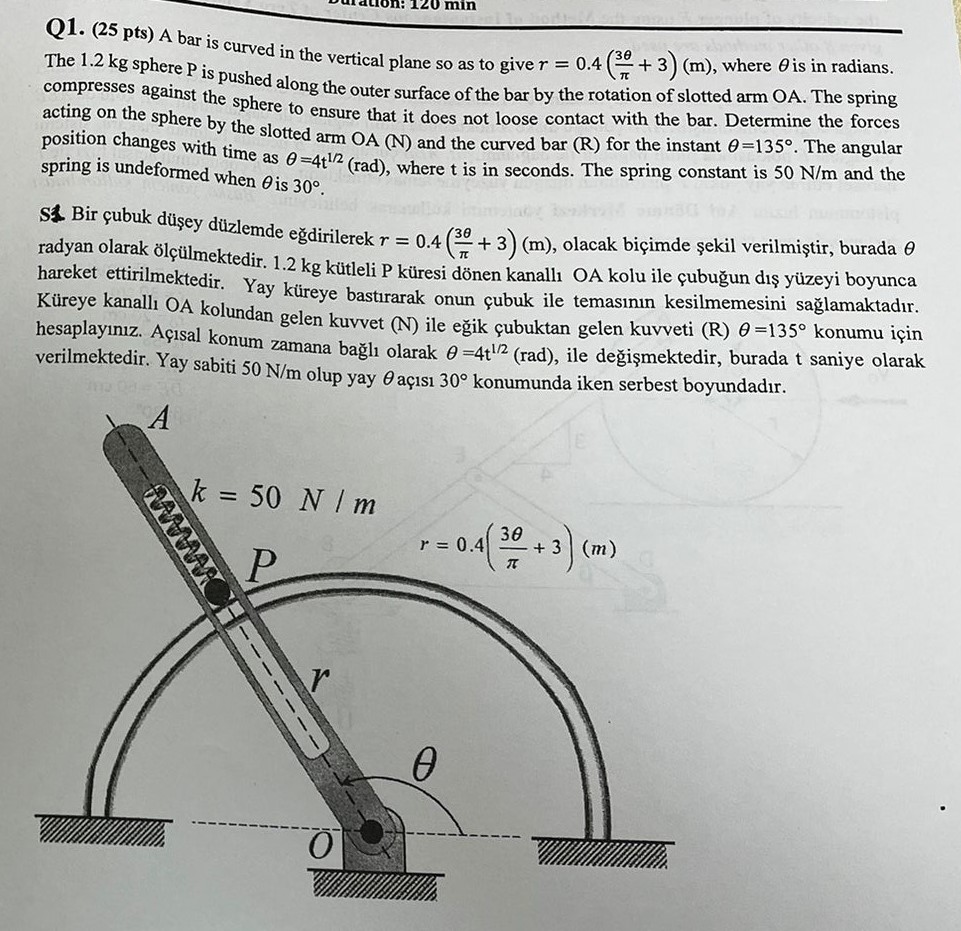 Solved Q1. ( 25 ﻿pts ) ﻿A bar is curved in the vertical | Chegg.com