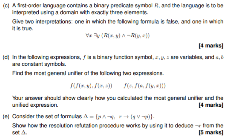C A First Order Language Contains A Binary 