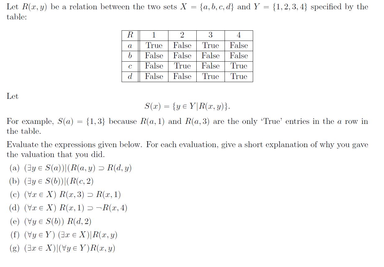 Solved Let R(x,y) be a relation between the two sets | Chegg.com