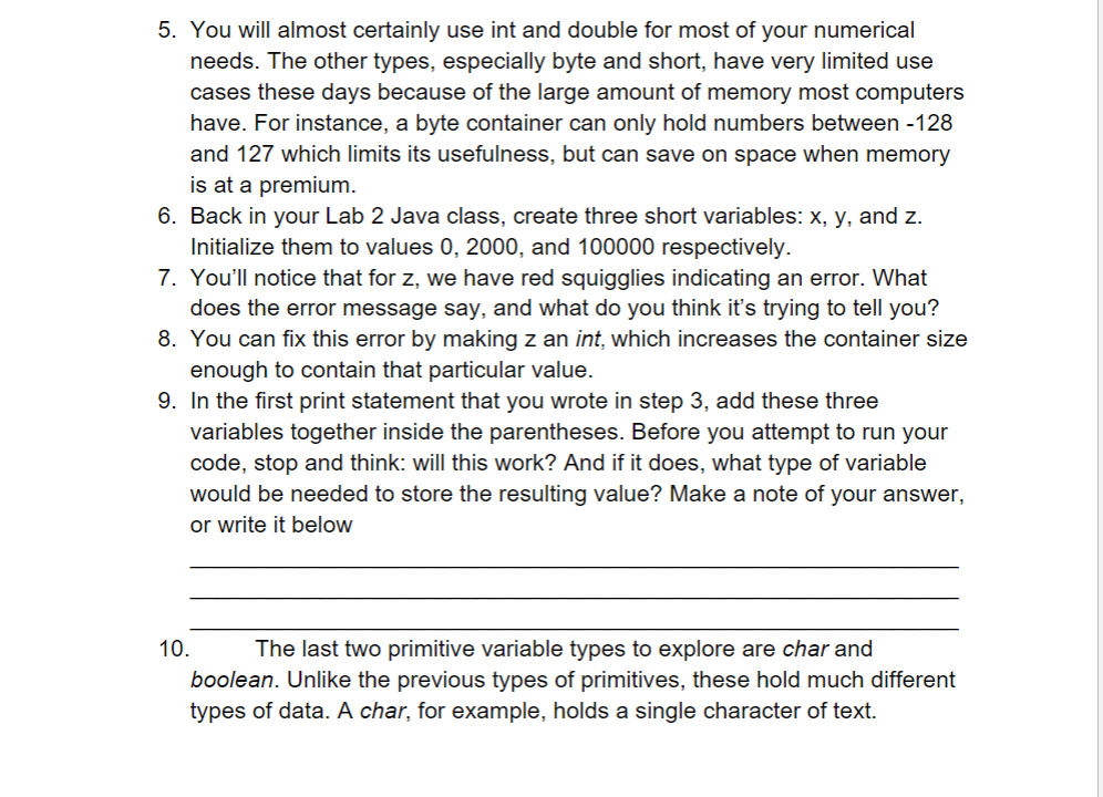 Solved Part A: Exploring More Primitive types 1. In Lab 1, | Chegg.com