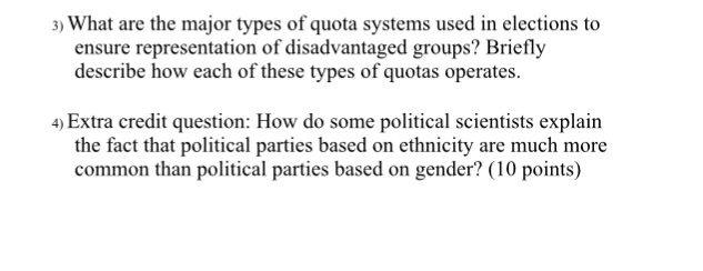 Solved What are the major types of quota systems used in | Chegg.com