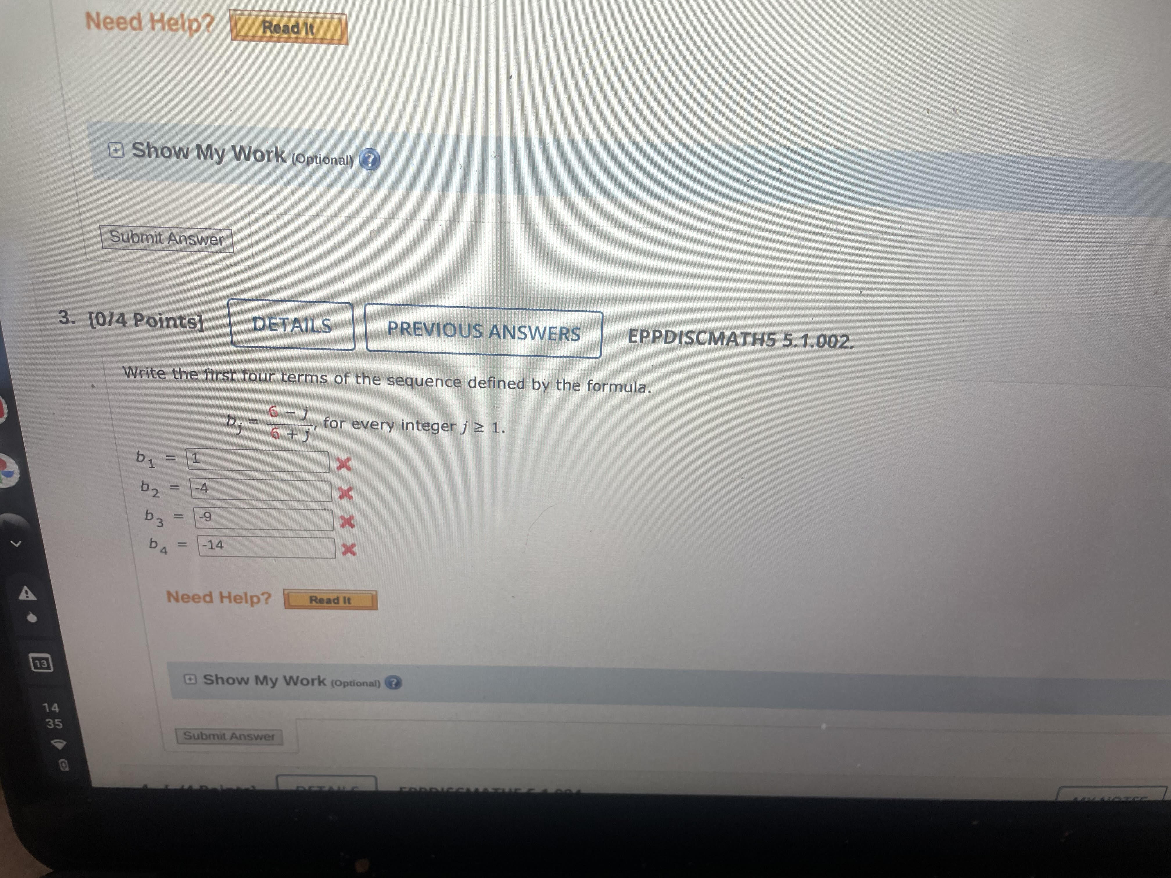 Solved 1+4π,2π+5π,31+61,41+71,51+81,61+91Show My Work | Chegg.com