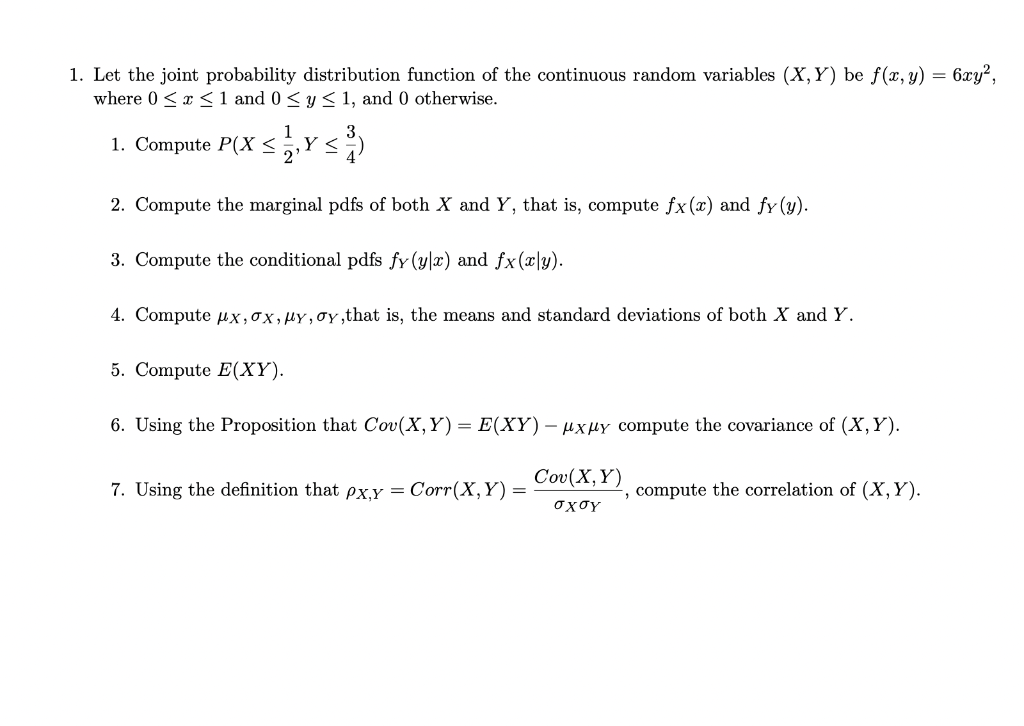 Solved 1. Let the joint probability distribution function of | Chegg.com