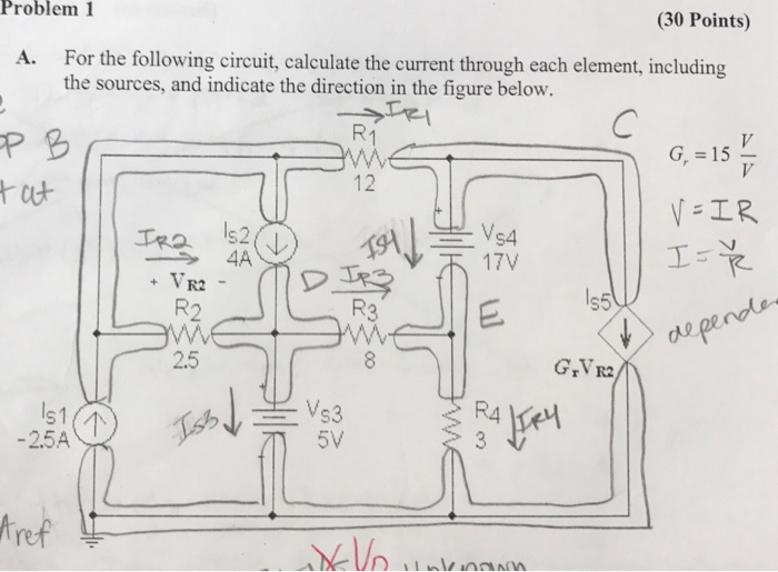 Solved For the following circuit, calculate the current | Chegg.com