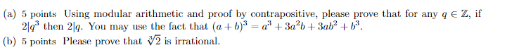 Solved (a) 5 points Using modular arithmetic and proof by | Chegg.com