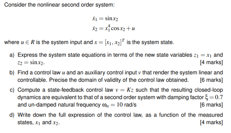 Consider The Nonlinear Second Order System 1