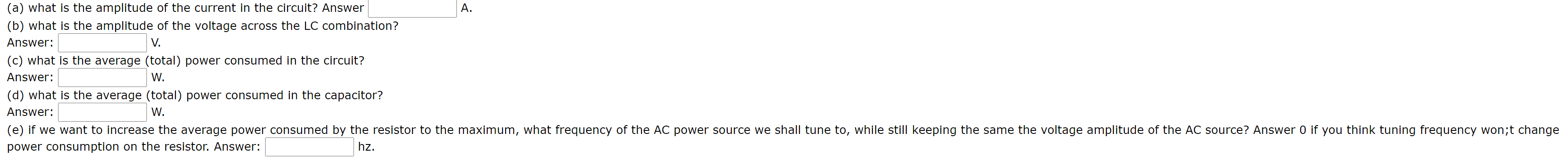 Solved A series RCL circuit as shown is driven by an AC | Chegg.com