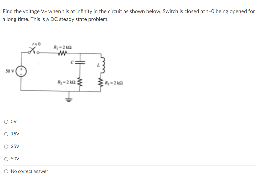 Solved Find the voltage VL when t = 2.0x10 second in the | Chegg.com