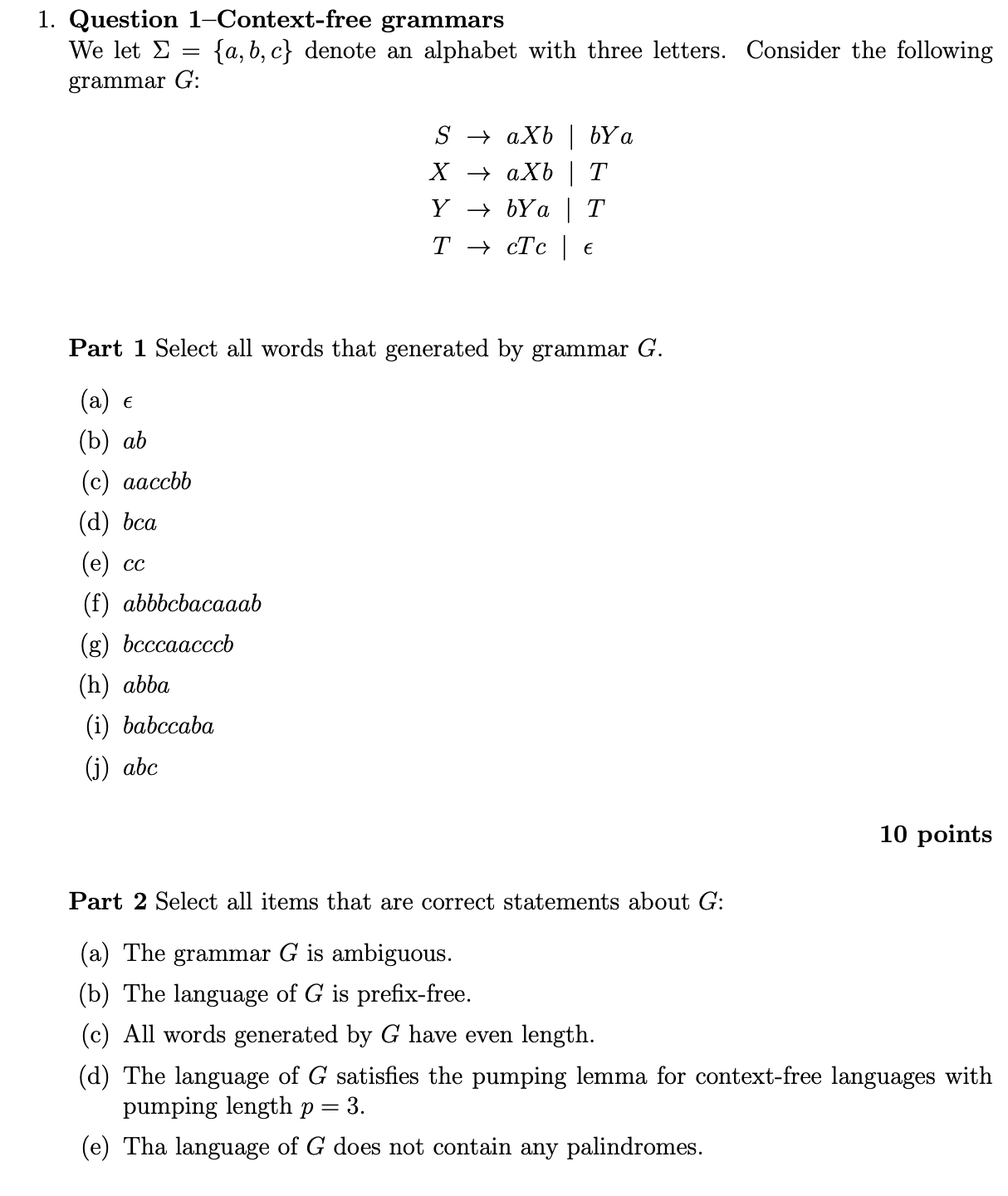 Solved Question 1-Context-free grammarsWe ﻿let Σ={a,b,c} | Chegg.com