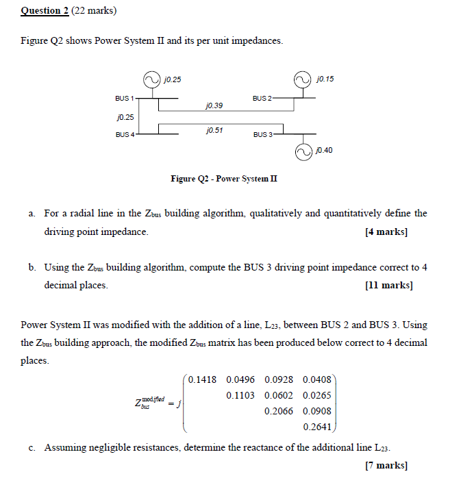 Question 2 (22 marks) Figure Q2 shows Power System II | Chegg.com