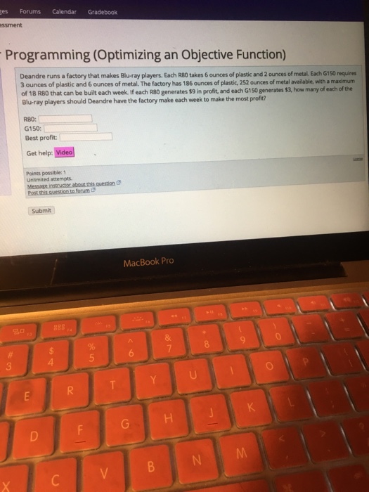 Solved Forums Calendar Gradebook ent rogramming (Optimizing | Chegg.com