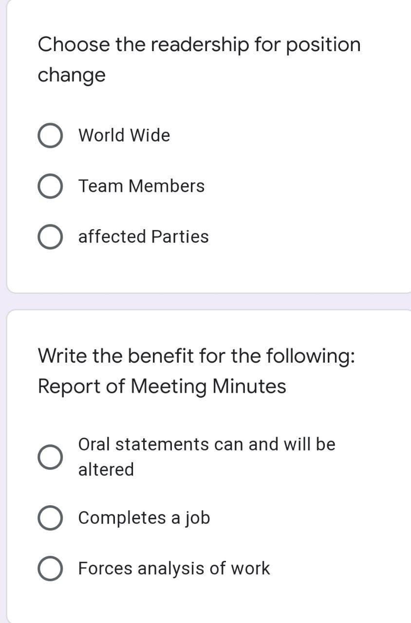 Solved Choose the readership for position change World Wide | Chegg.com