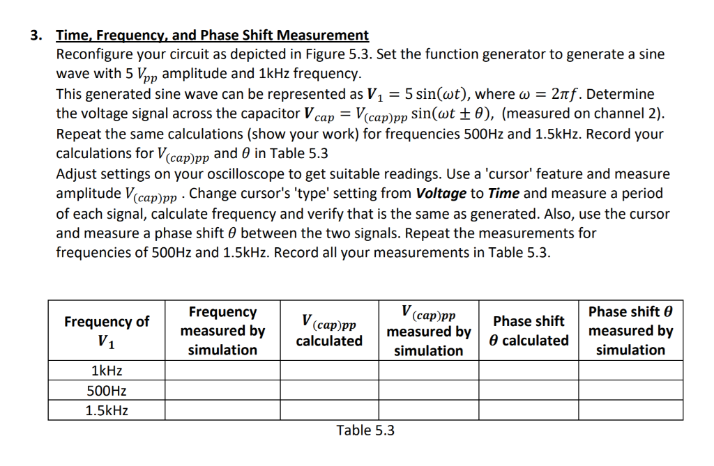 Solved 3. Time, Frequency, and Phase Shift Measurement | Chegg.com