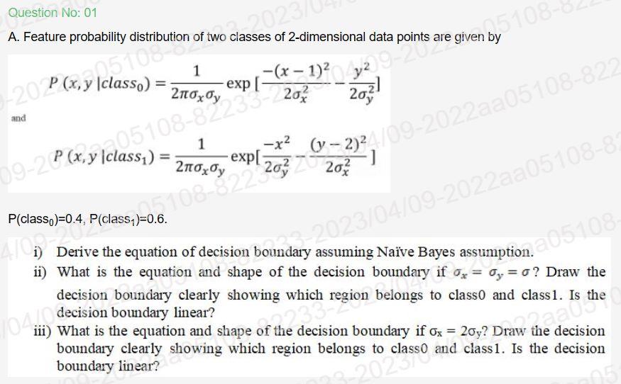 Solved A. Feature probability distribution of two classes of | Chegg.com