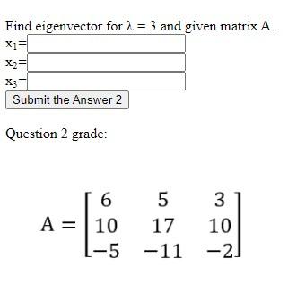 Solved Find eigenvector for 2. = 3 and given matrix A. Xi X3 | Chegg.com