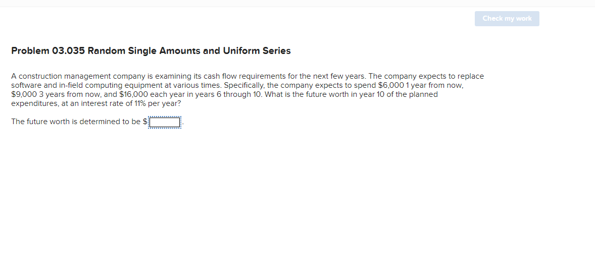 Solved Problem 03.035 Random Single Amounts and Uniform | Chegg.com