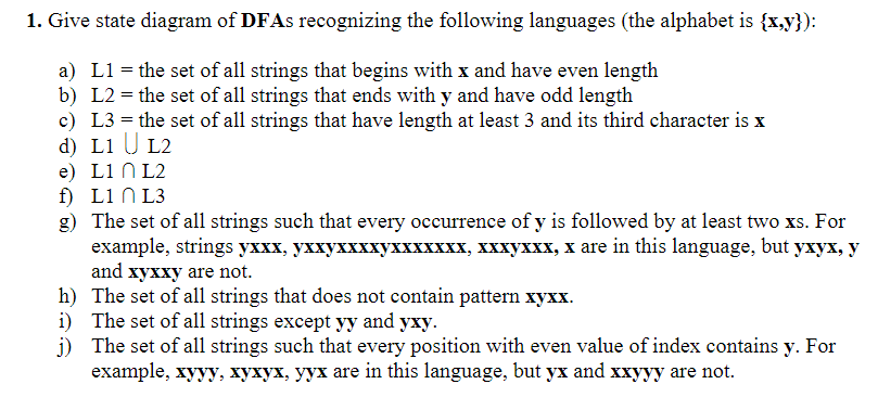 Solved 1. Give state diagram of DFAs recognizing the | Chegg.com