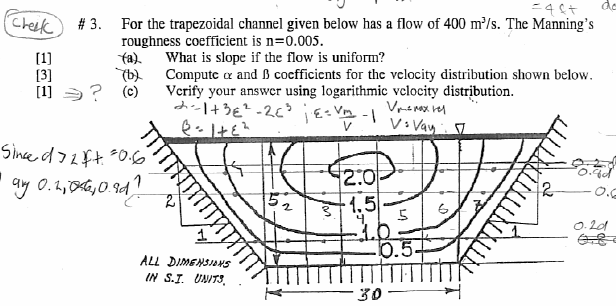 Solved For the trapezoidal channel given below has a flow of | Chegg.com