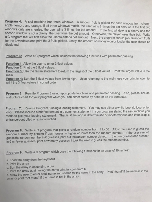 Solved Do program7 , using c++ and printf and scanf , not | Chegg.com