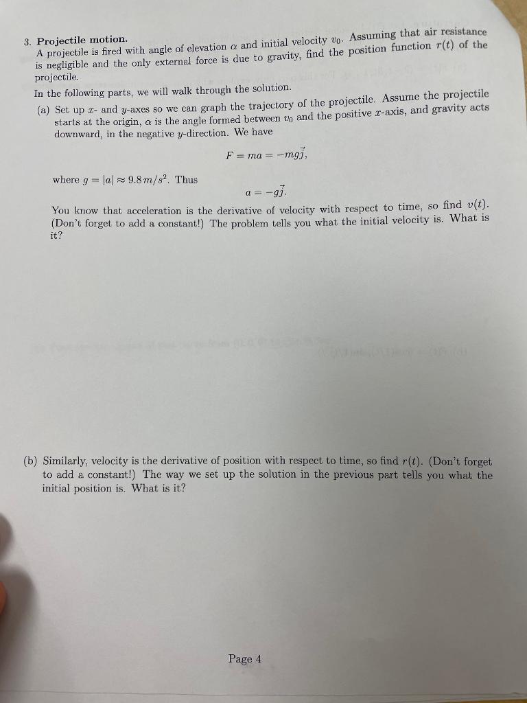 Solved 3. Projectile motion. A projectile is fired with | Chegg.com