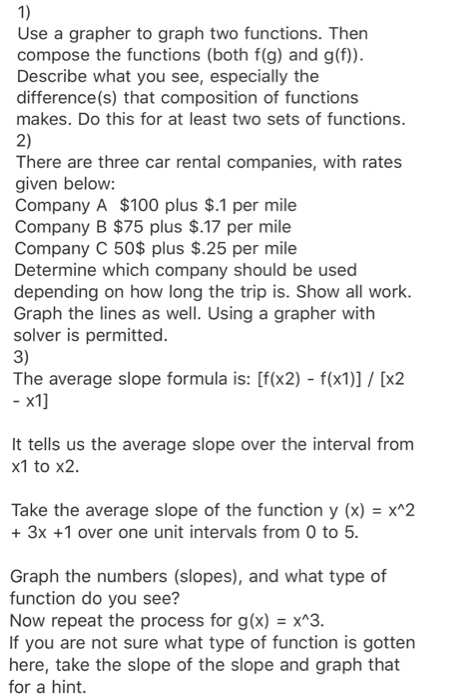 Solved 1) Use a grapher to graph two functions. Then compose | Chegg.com