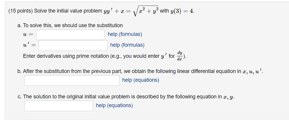 Solved (15 ﻿points) ﻿Solve the initial value problem | Chegg.com