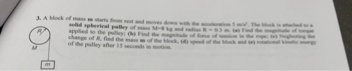 Solved 3. A block of mass m starts from rest and moves down | Chegg.com